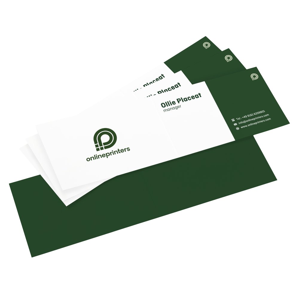 Foldede visitkort, liggende format, 8,5 x 5,5 cm, 8,5 x 5,5 cm hos ...