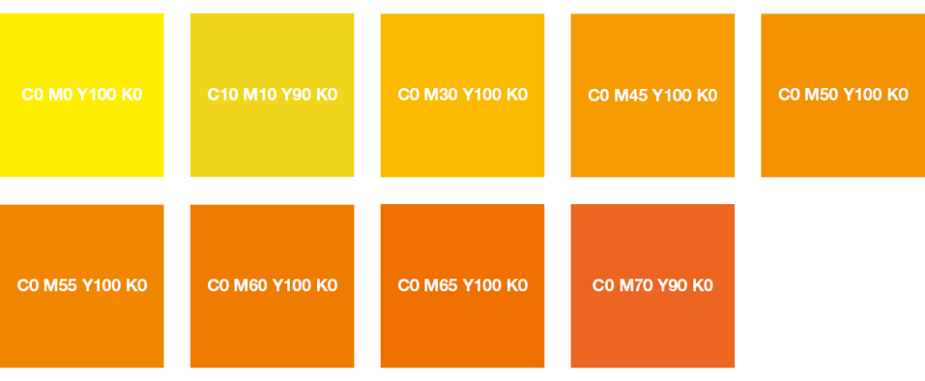 CMYK-farver: Dybsort, turkis, vinrød m.fl.